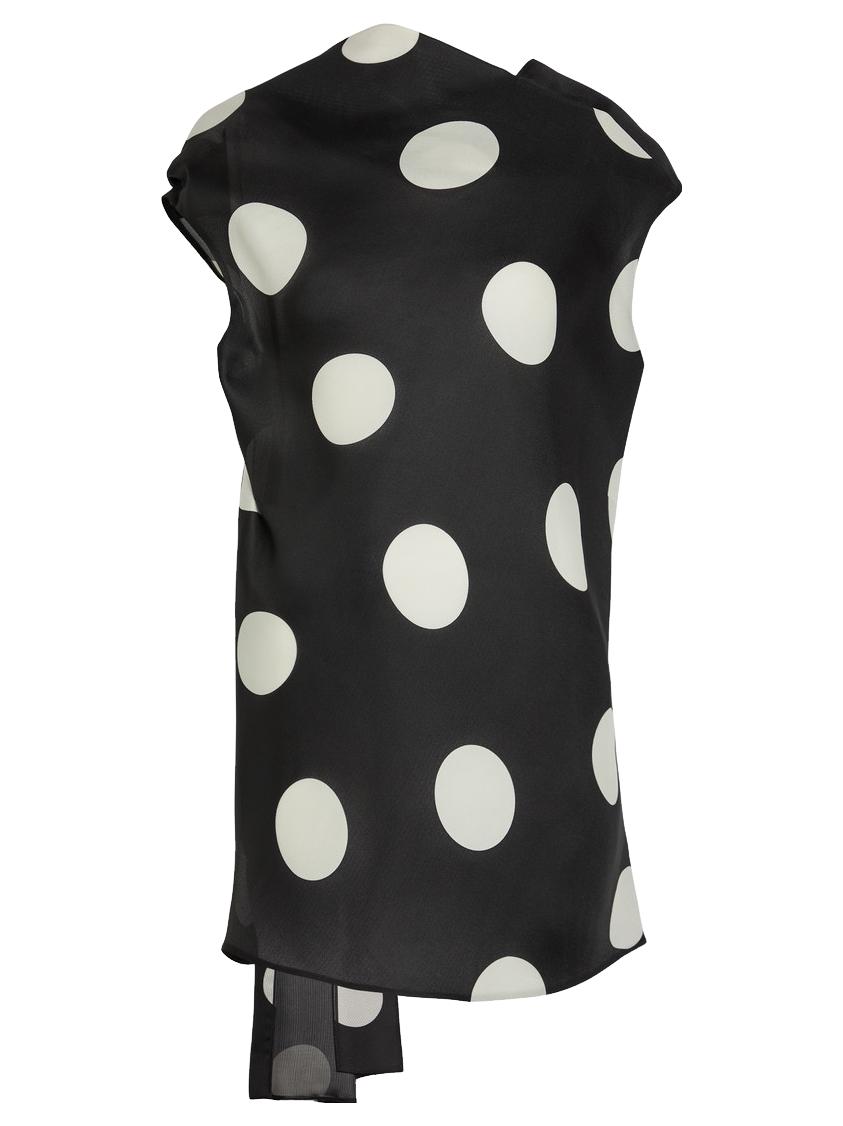 KHAITE Tatia Polka-Dot Draped Mini Dress